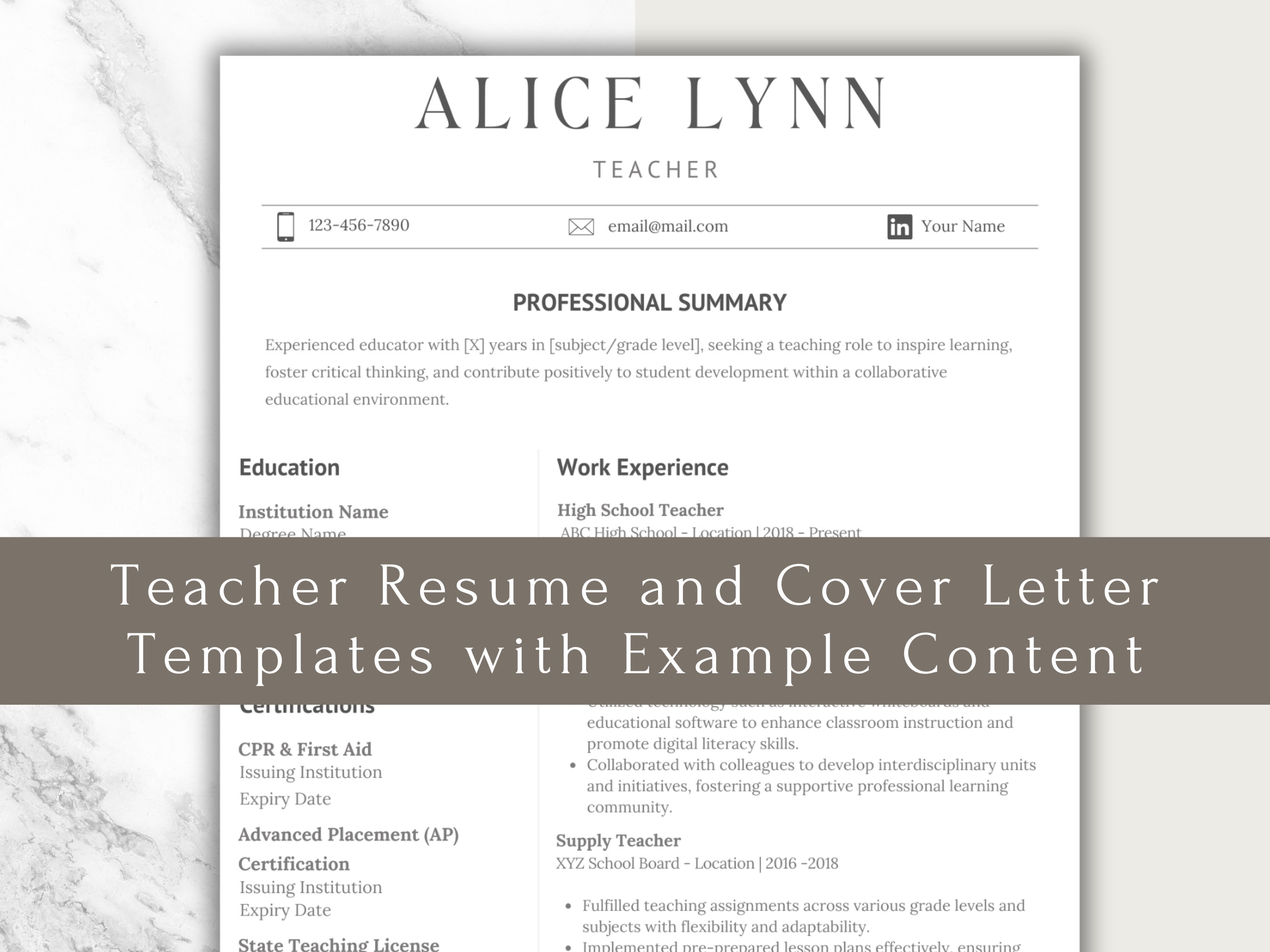 Teacher Resume Template Word, Canva | Teaching Resume, Resume Template ...