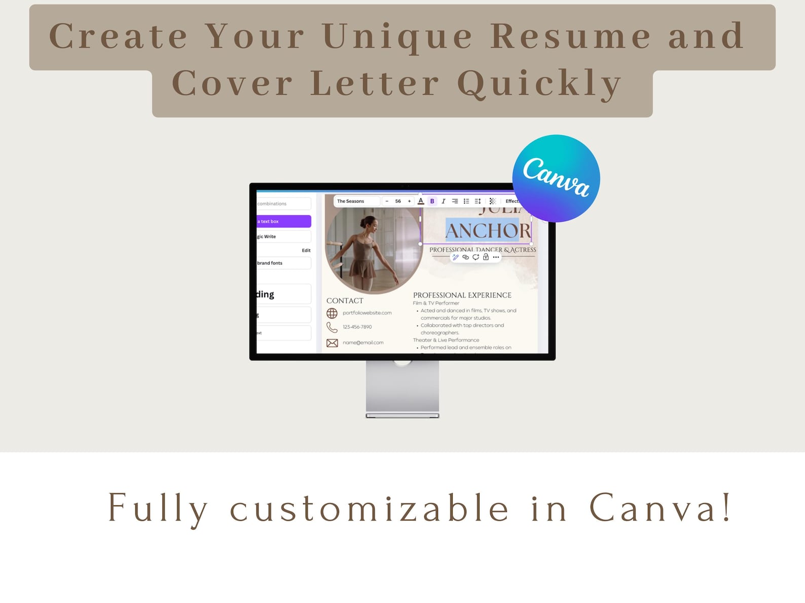 Custom Performer Resume, Cover Letter, Business Card and Headshot ...