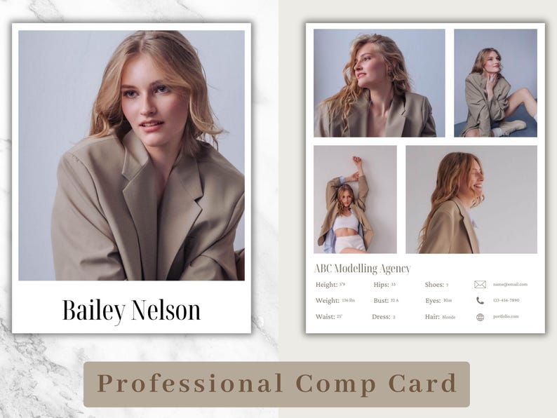 Editable Model Comp Card Template: Canva Modeling Zed Card (digital ...