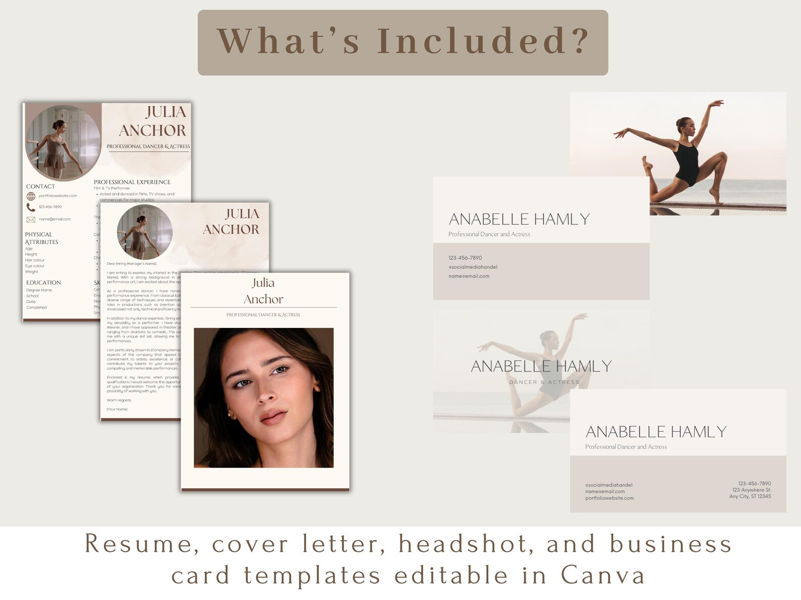 Custom Performer Resume, Cover Letter, Business Card and Headshot ...