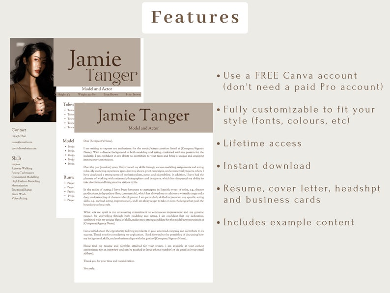 Professional Model Resume Template, Male/female/child Fashion Model ...