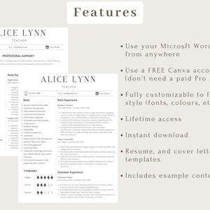 Teacher Resume Template Word, Canva | Teaching Resume, Resume Template ...