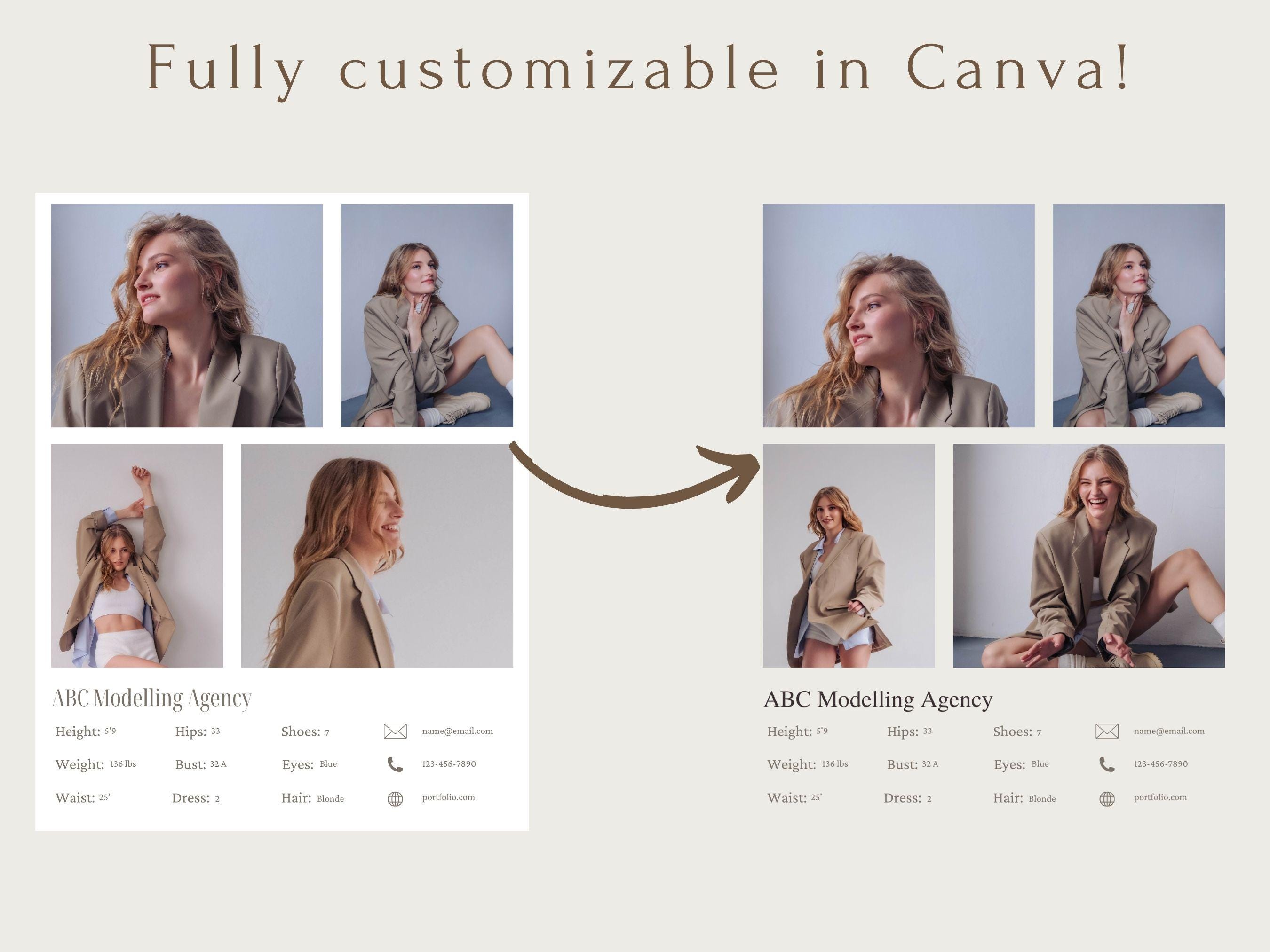 Editable Model Comp Card Template: Canva Modeling Zed Card (digital ...