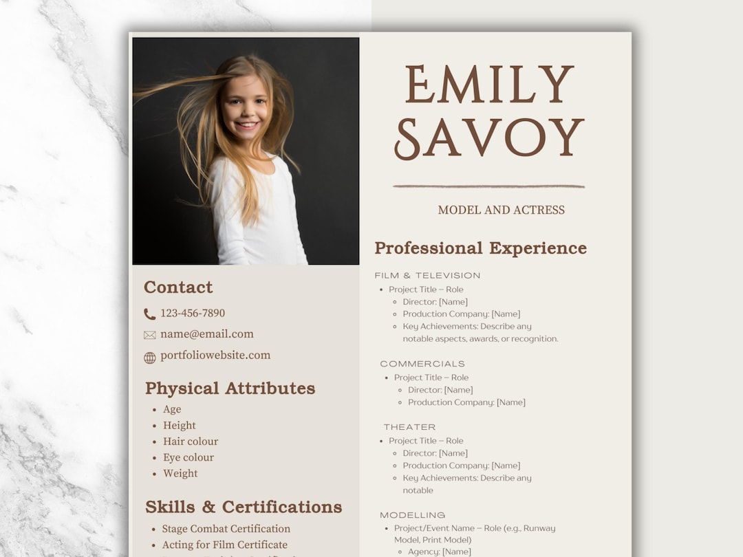 Acting Resume Templates: Canva Portfolio for Performers (digital ...