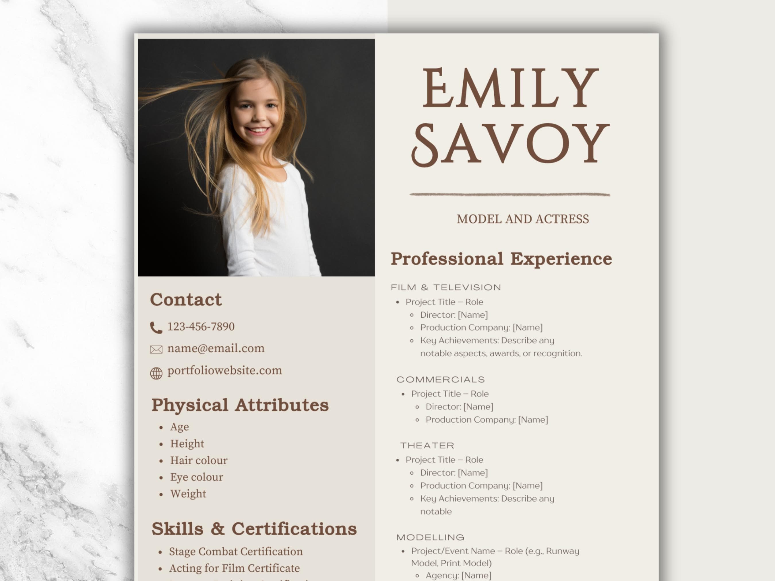 Acting Resume Templates: Canva Portfolio for Performers (digital ...