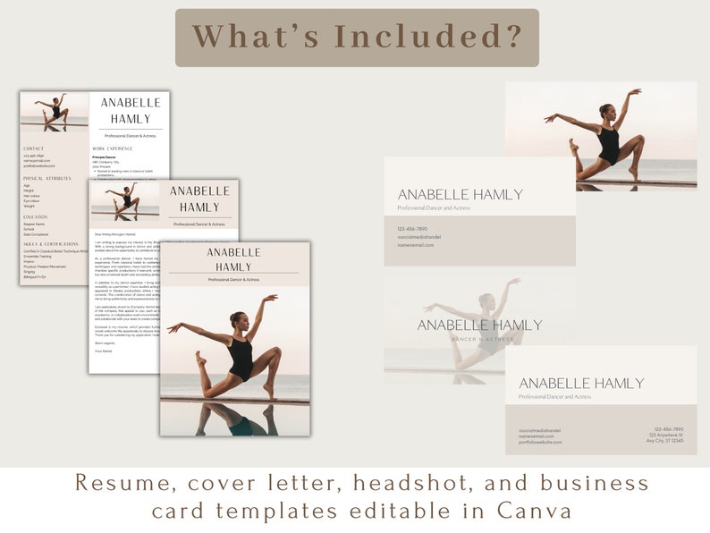 Dancer/actor Resume Template: Customizable Headshot, Cover Letter ...