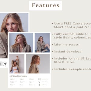 Editable Model Comp Card Template: Canva Modeling Zed Card (digital ...