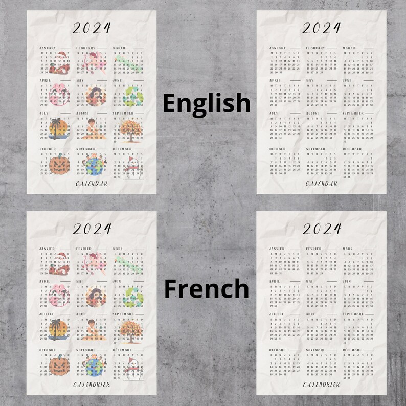 2024 Calendar, Drawings of Some World Events, 2024 A4 Size Wall ...