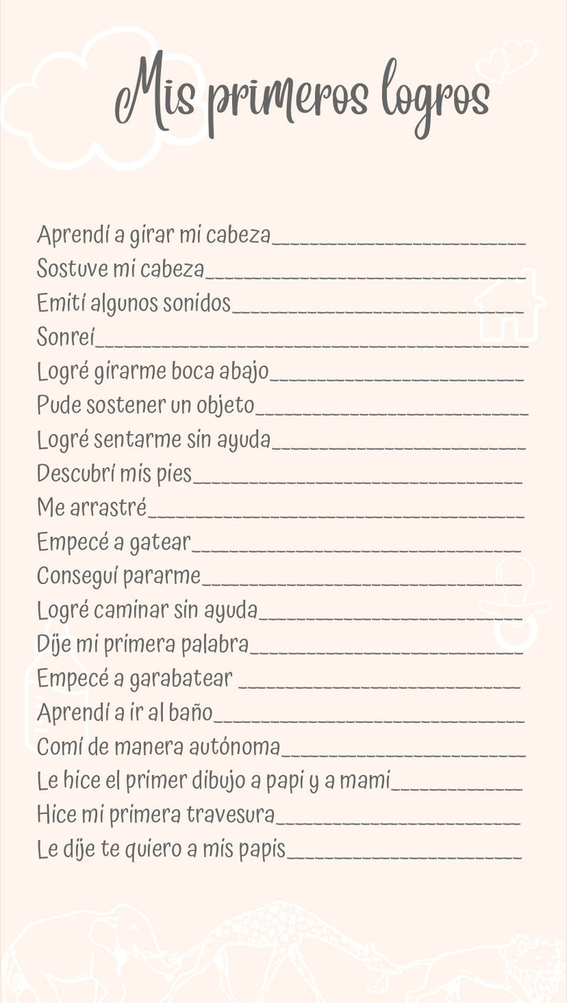 Printable My First Baby Achievements - Etsy