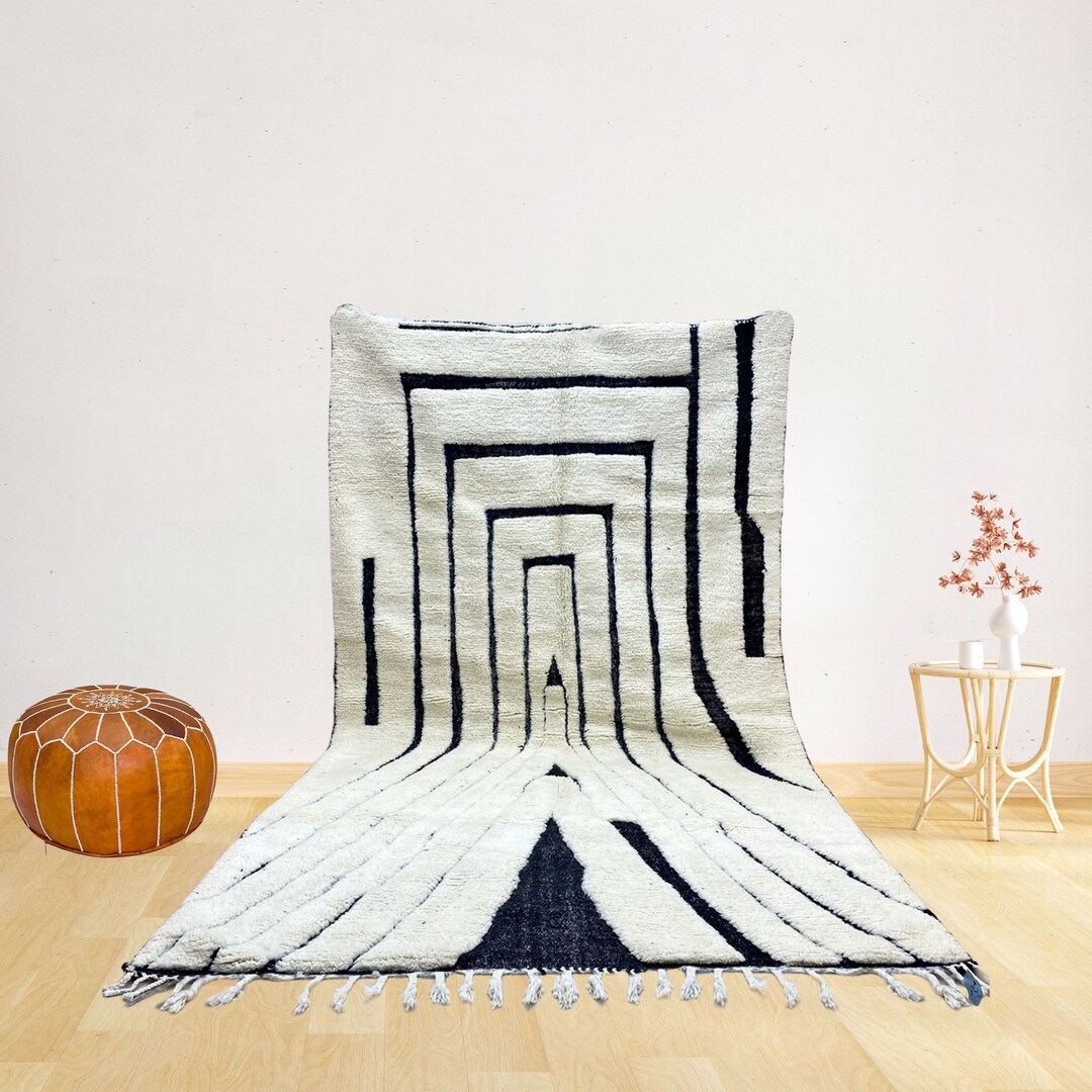 Moroccan Rug Black Berber Rug Custom Moroccan Rug Beni Ourain Rug ...