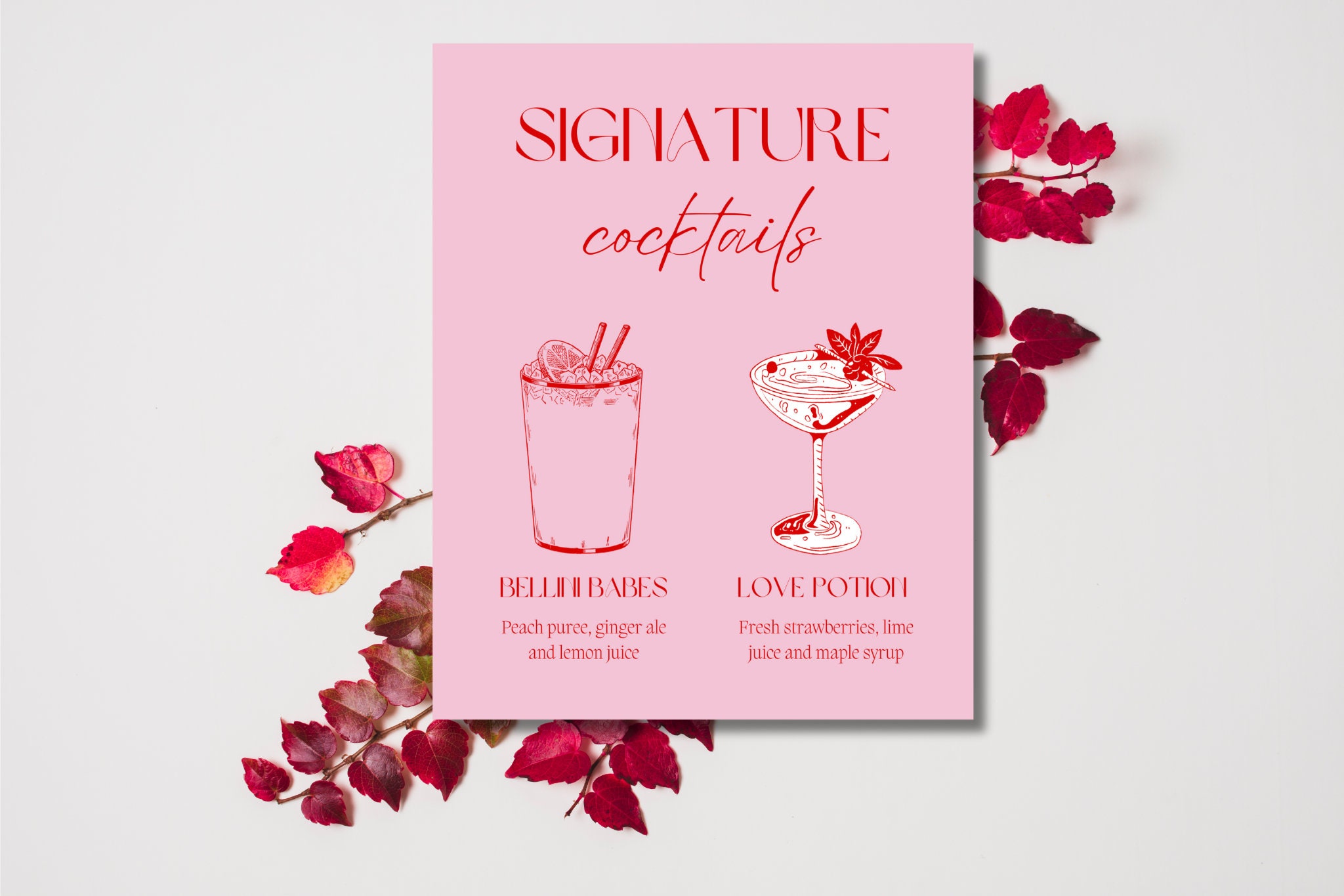 Girls Night Drink Sign Template, Hen Night Drink Menu, Bridal Shower ...