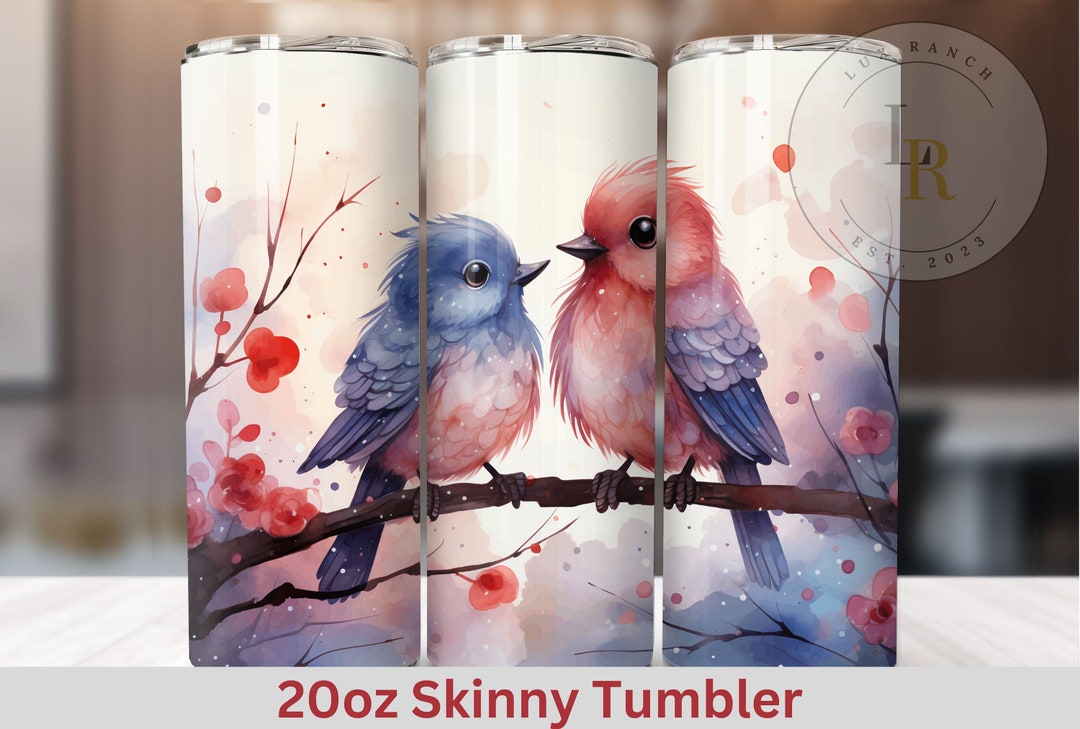 Valentine's Love Birds 20oz Skinny Tumbler, Gift, Gift for Wife, Gift ...