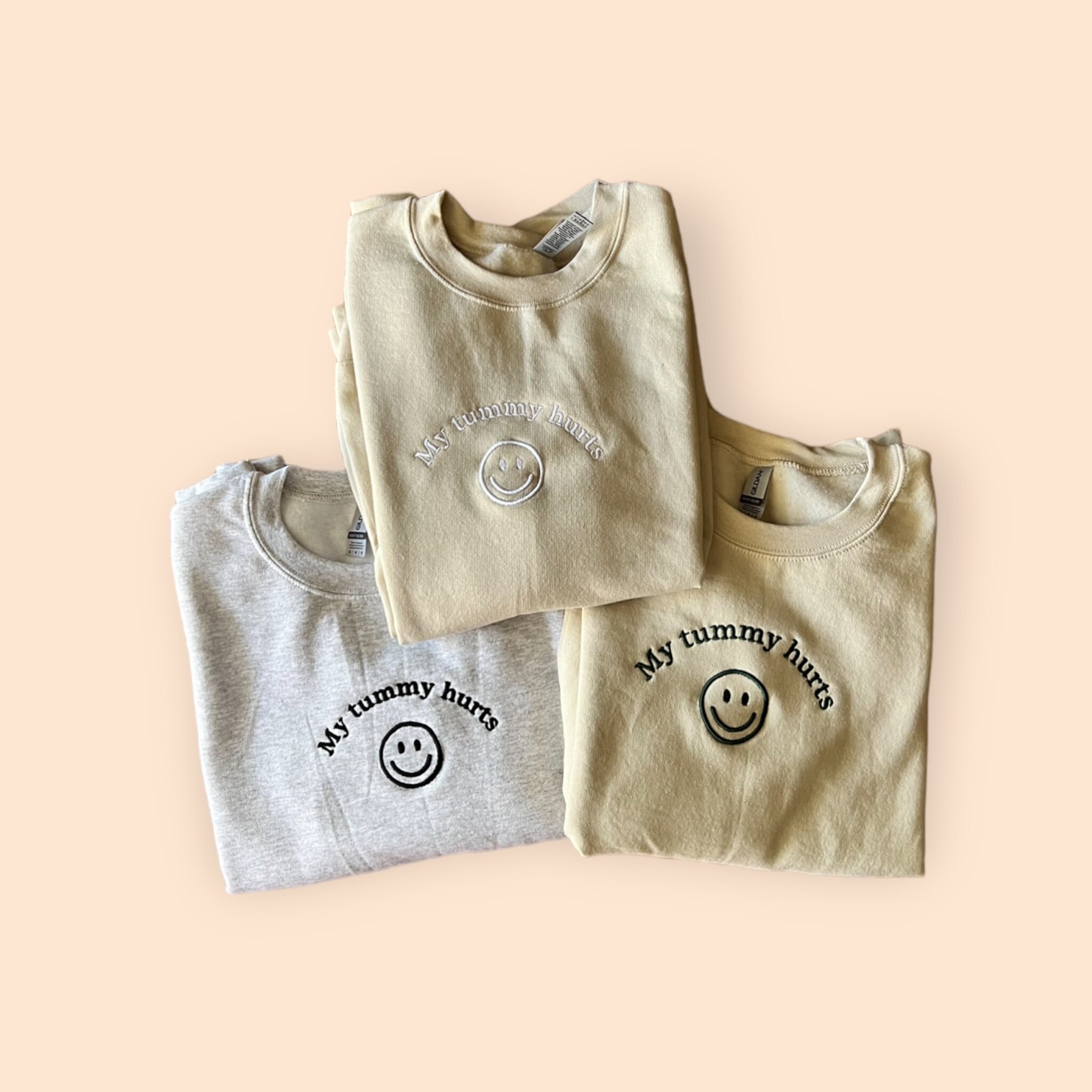 My Tummy Hurts Custom Embroidered Crewneck Sweatshirt - Unisex ...