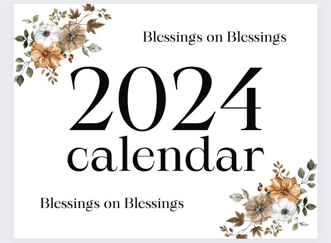 2024 Bible Verse Calendar With Holidays, Floral Calendar, Sunday Start ...