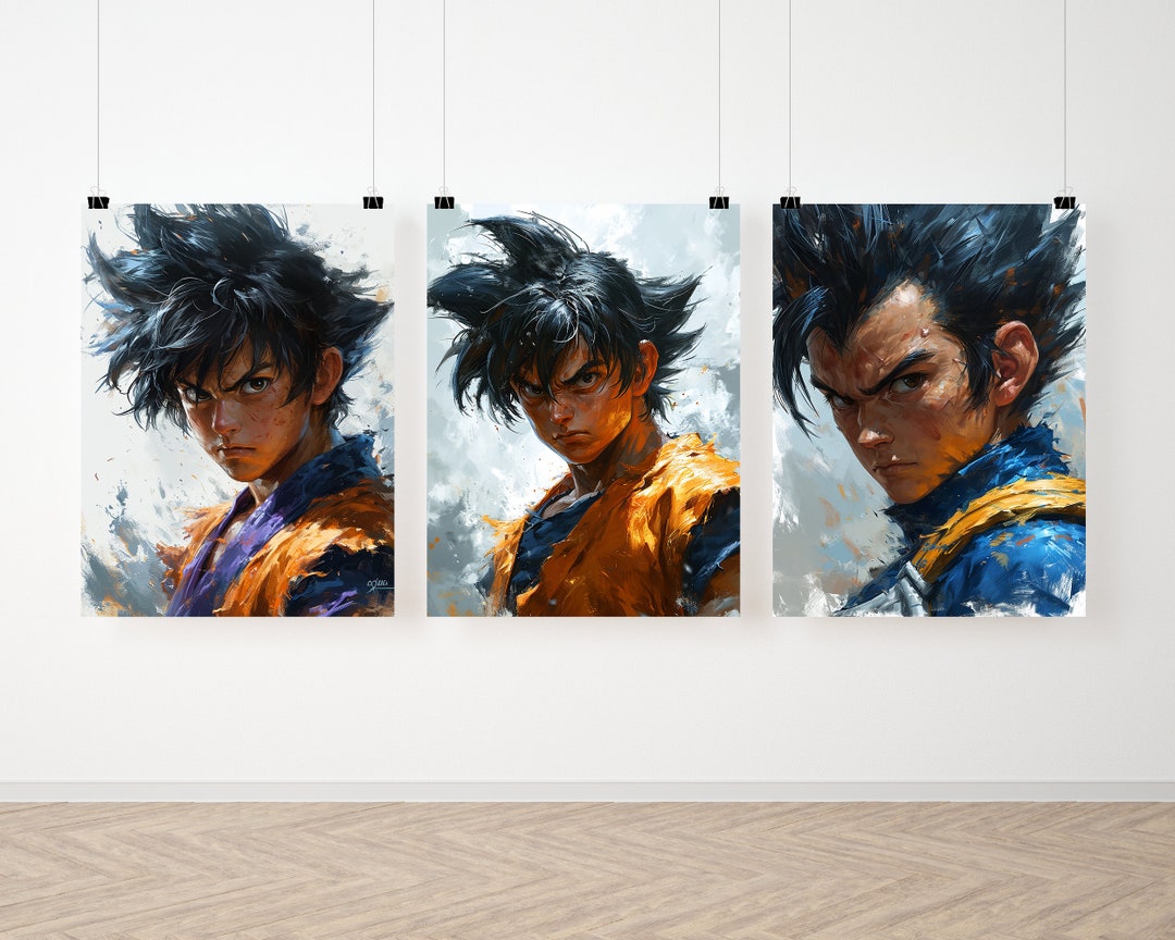 Digital Print Watercolor Set of 3 Anime Goku Vegeta Gohan Characters ...