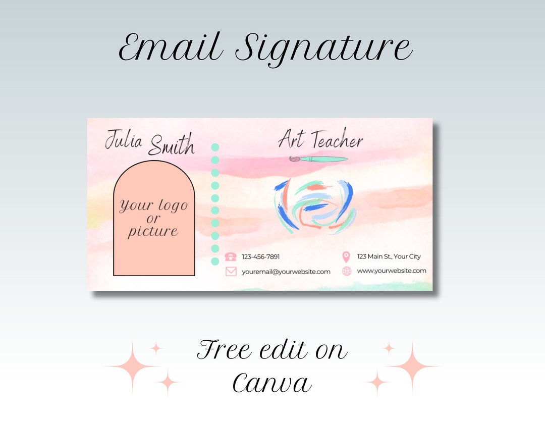Email Signature Template Editable Photo or Logo Editable in Canva With ...