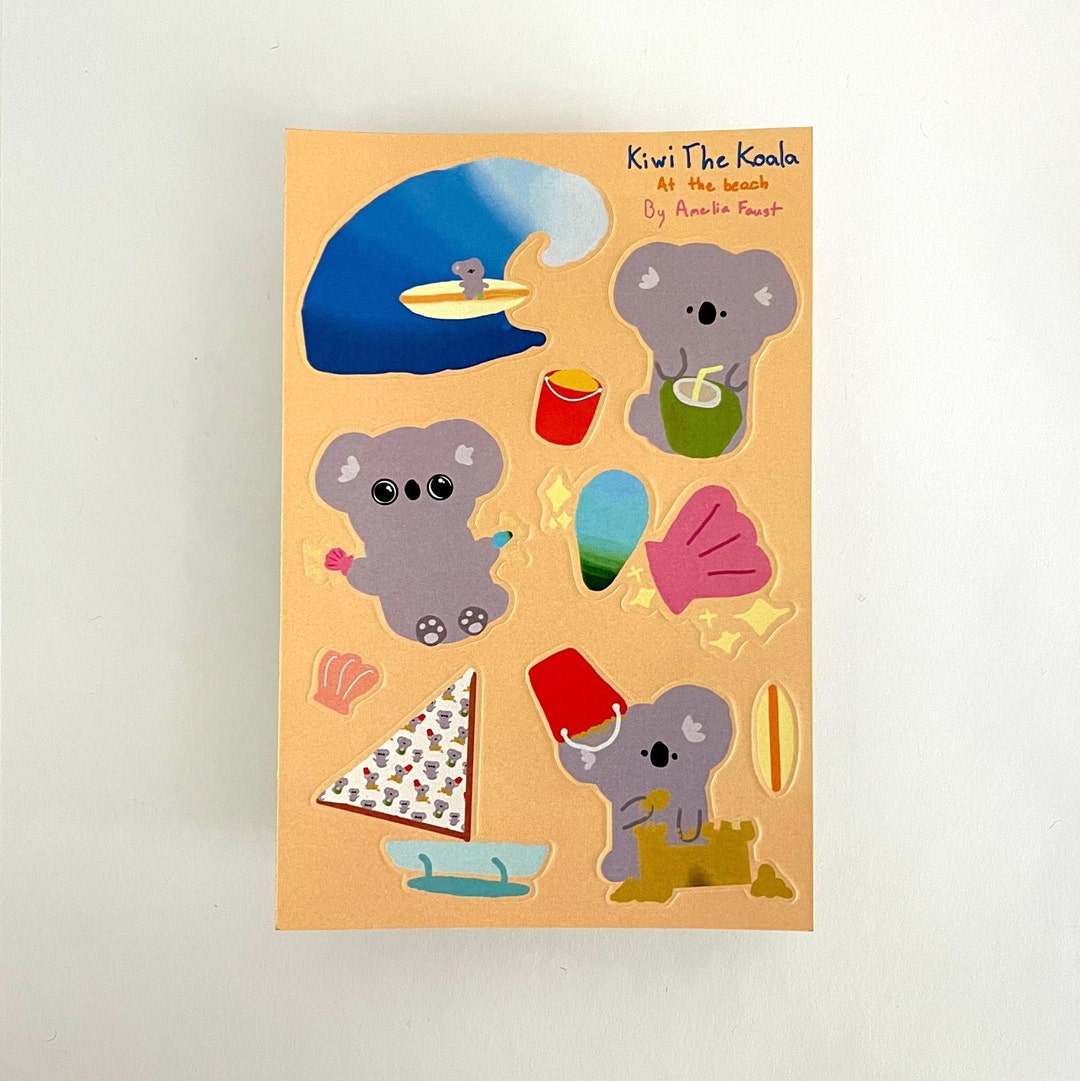 Sticker Sheet Kiwi the Koala at the Beach - Etsy