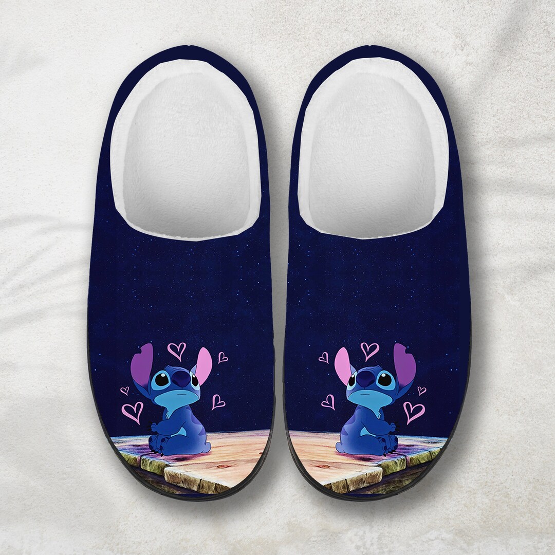 Cute Stitch Cozy Unisex Winter Slippers, Disney Lilo and Stitch Winter ...