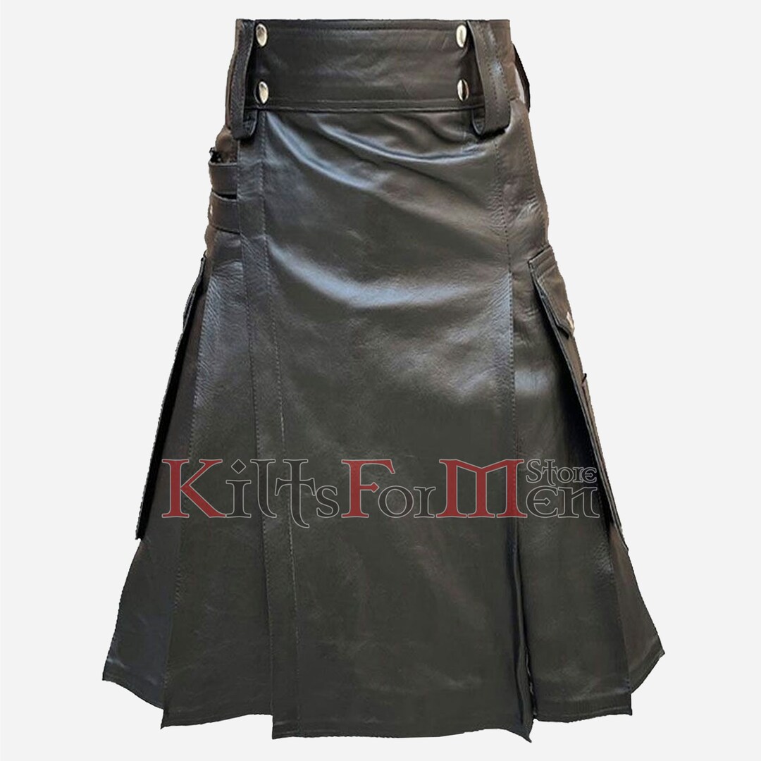 Handmade Black Leather Kilt for Men | Kilt Leather - Made to Measure - Etsy