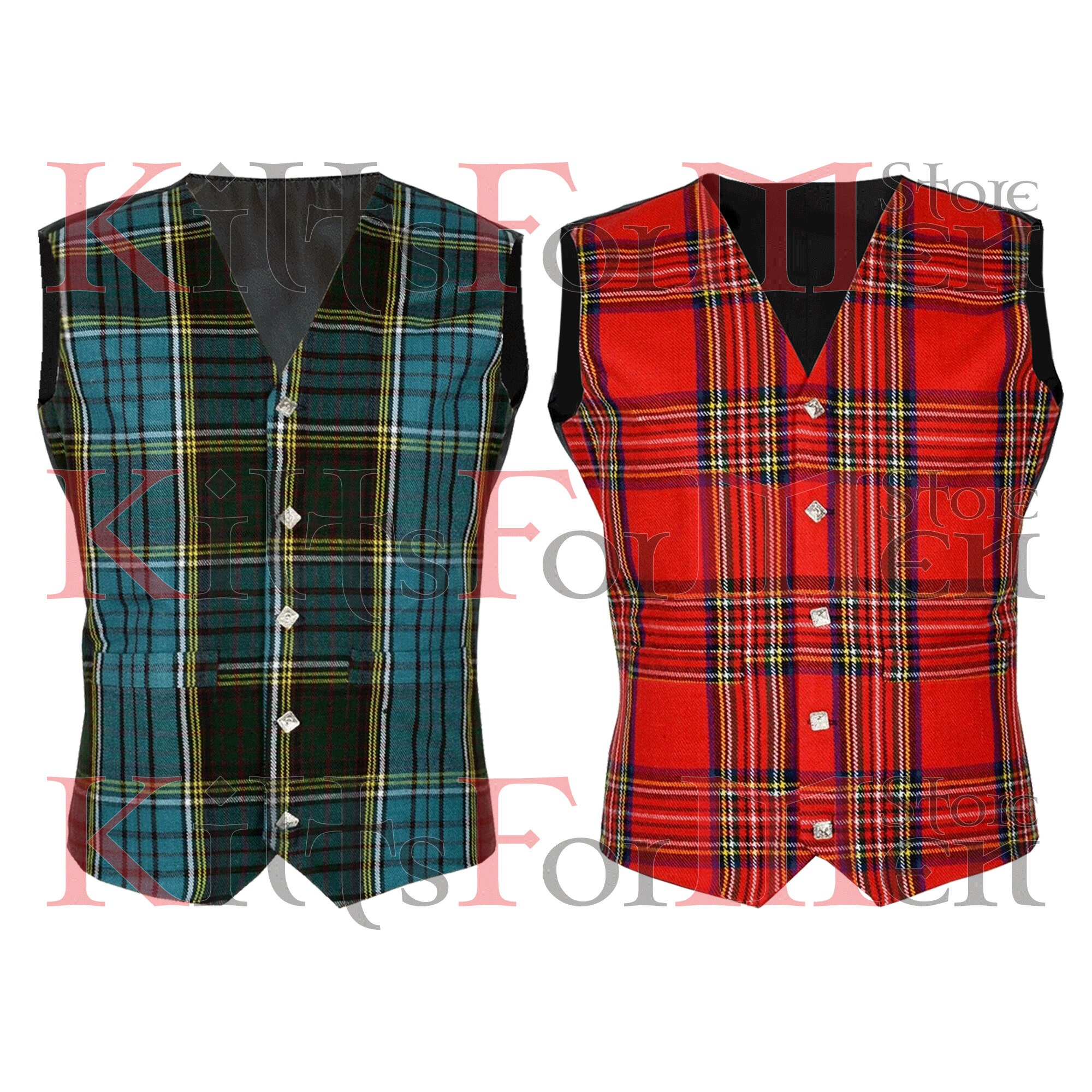 Tartan Vest Available in 400 Tartans - Scottish 5 Button Tartan Kilt ...