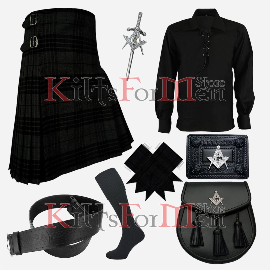 Scottish Jacobite Shirt Kilt Outfit 400+ Tartans Available - Men Kilt ...