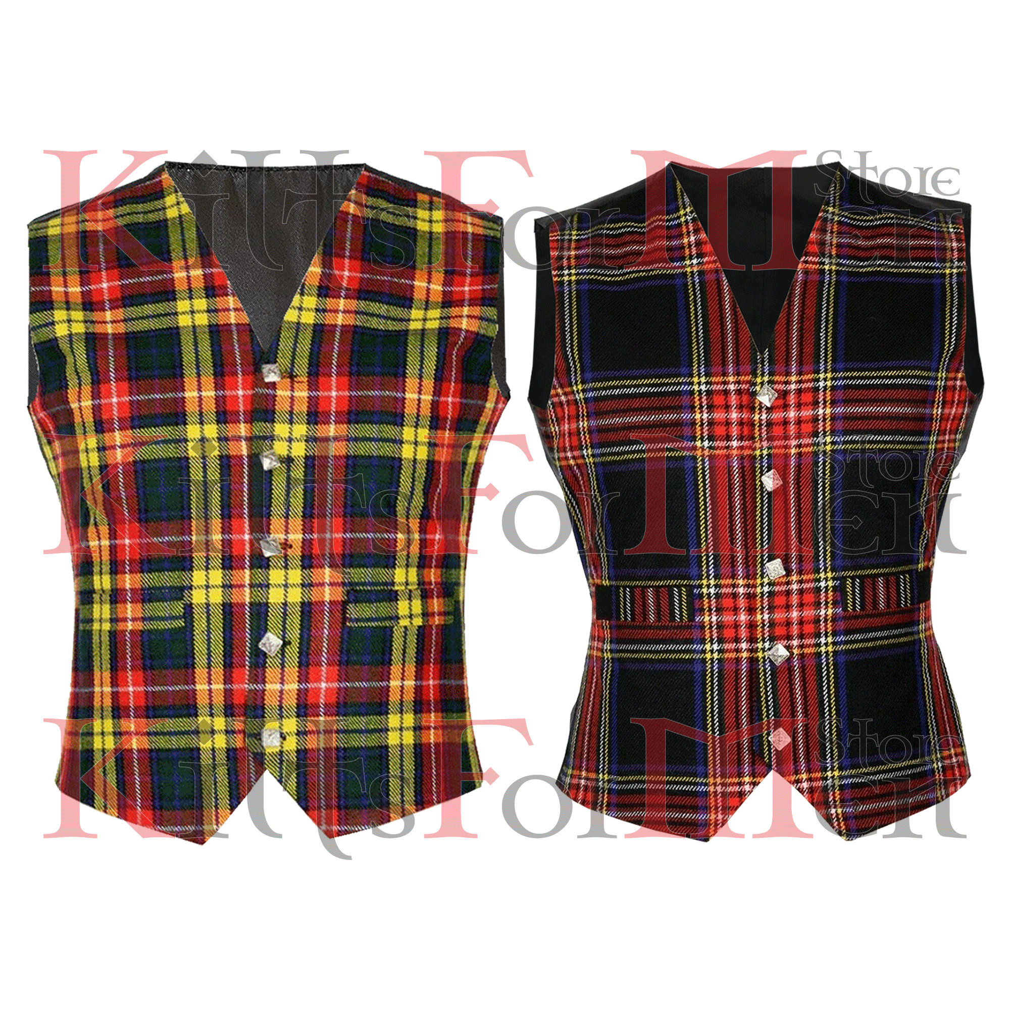 Tartan Vest Available in 400 Tartans - Scottish 5 Button Tartan Kilt ...