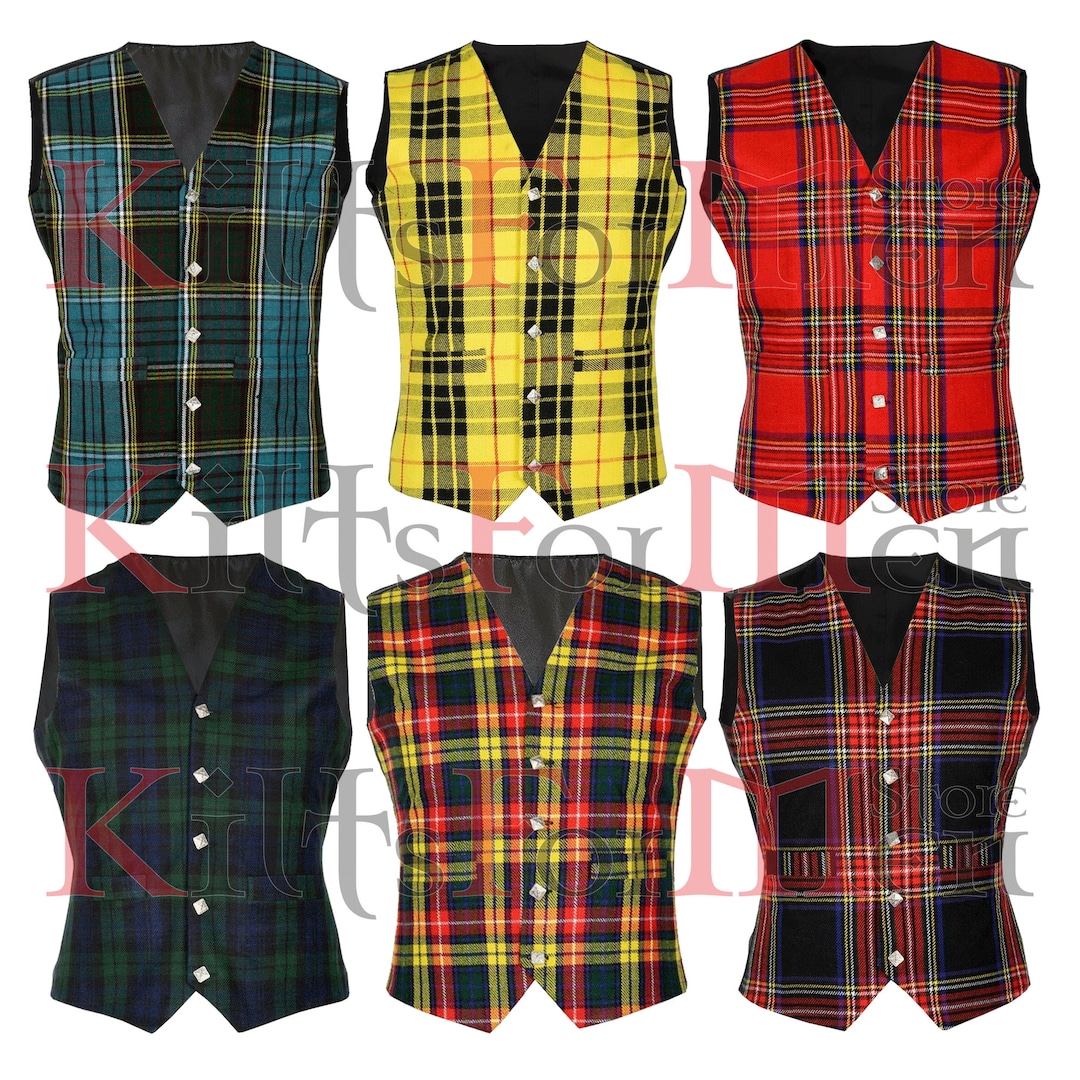 Tartan Vest Available in 400 Tartans - Scottish 5 Button Tartan Kilt ...
