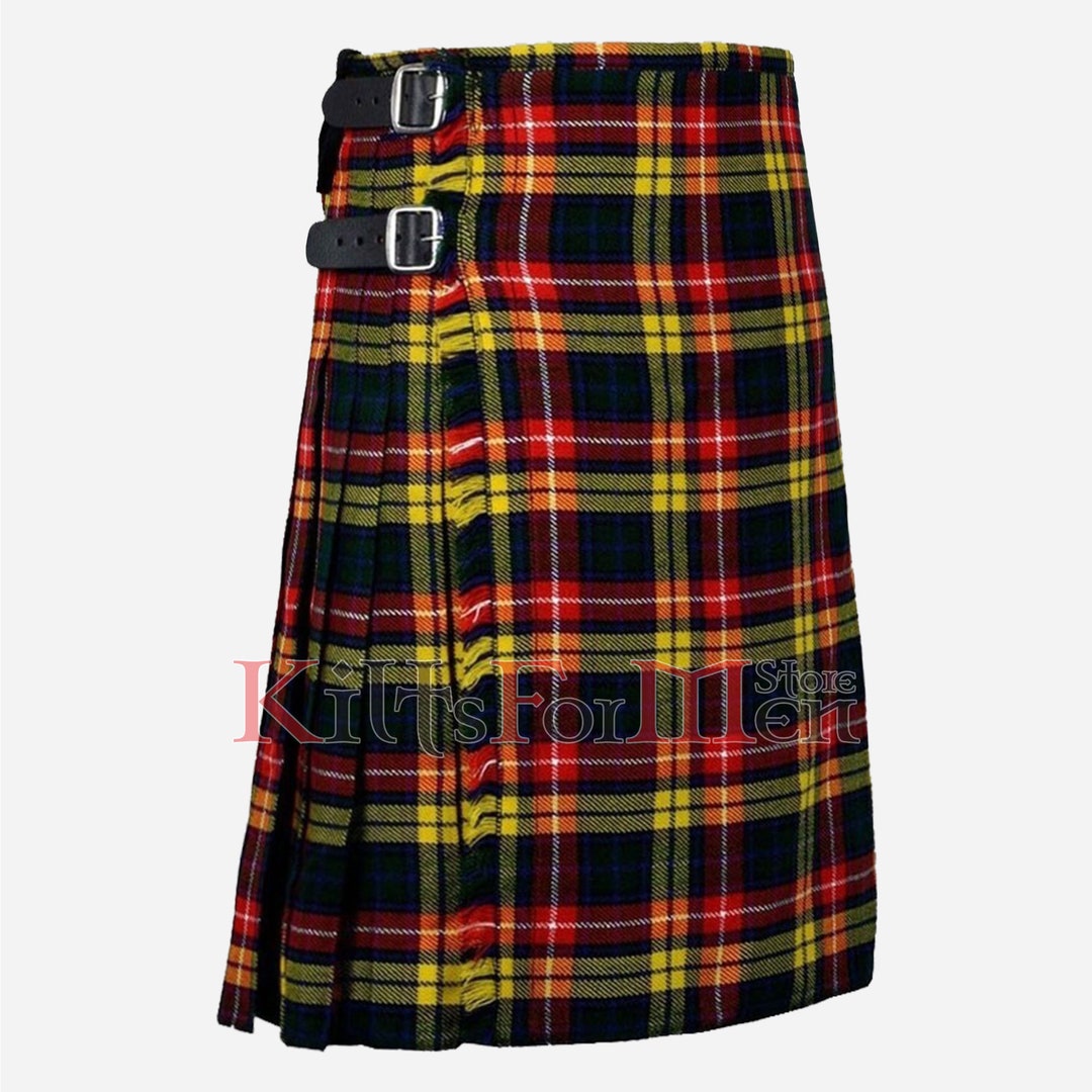 Scottish Handmade Buchanan 8 Yard Tartan Kilt - Clan Buchanan Kilt for ...