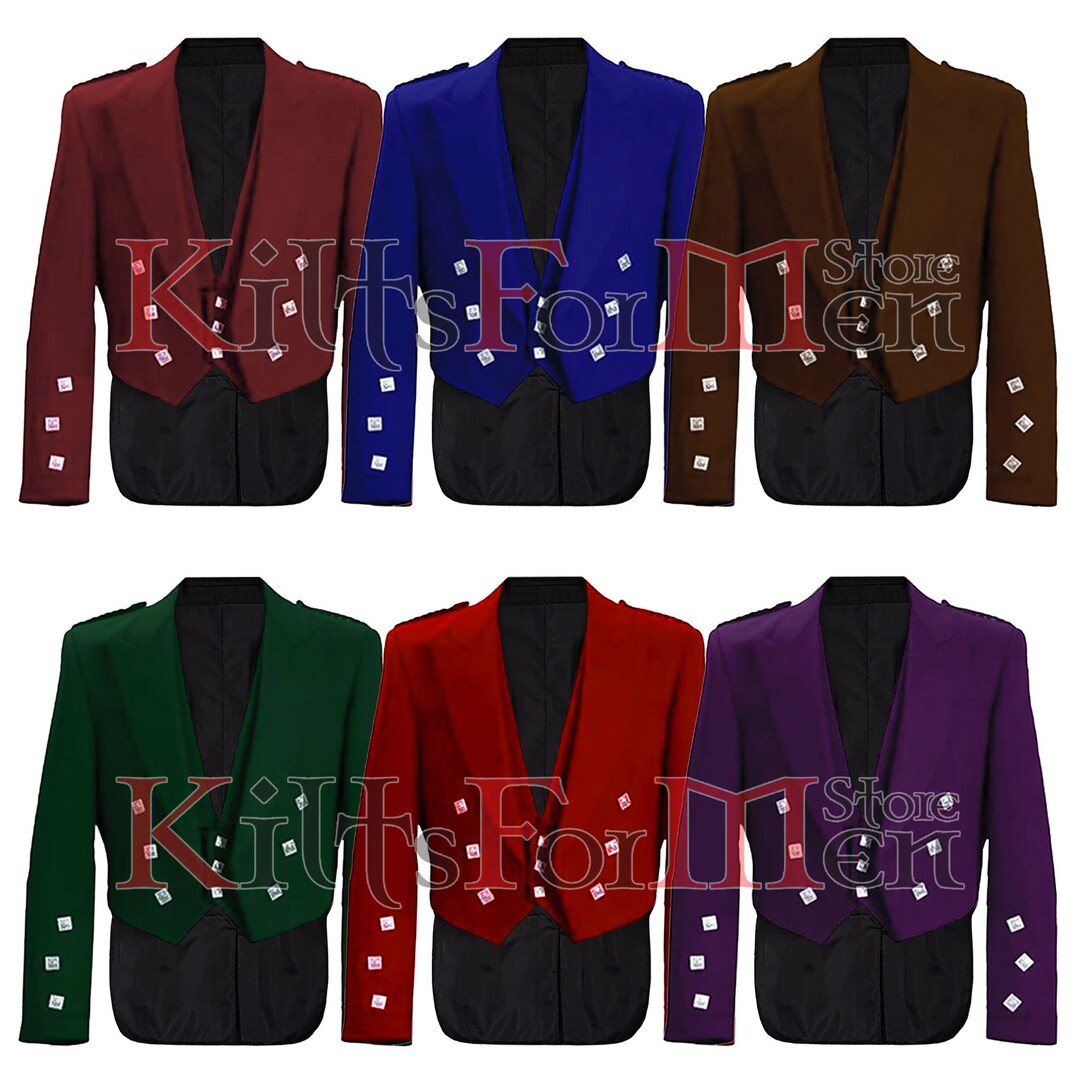 Scottish Men Prince Charlie Kilt Jacket With 3 Button Vest - Available ...