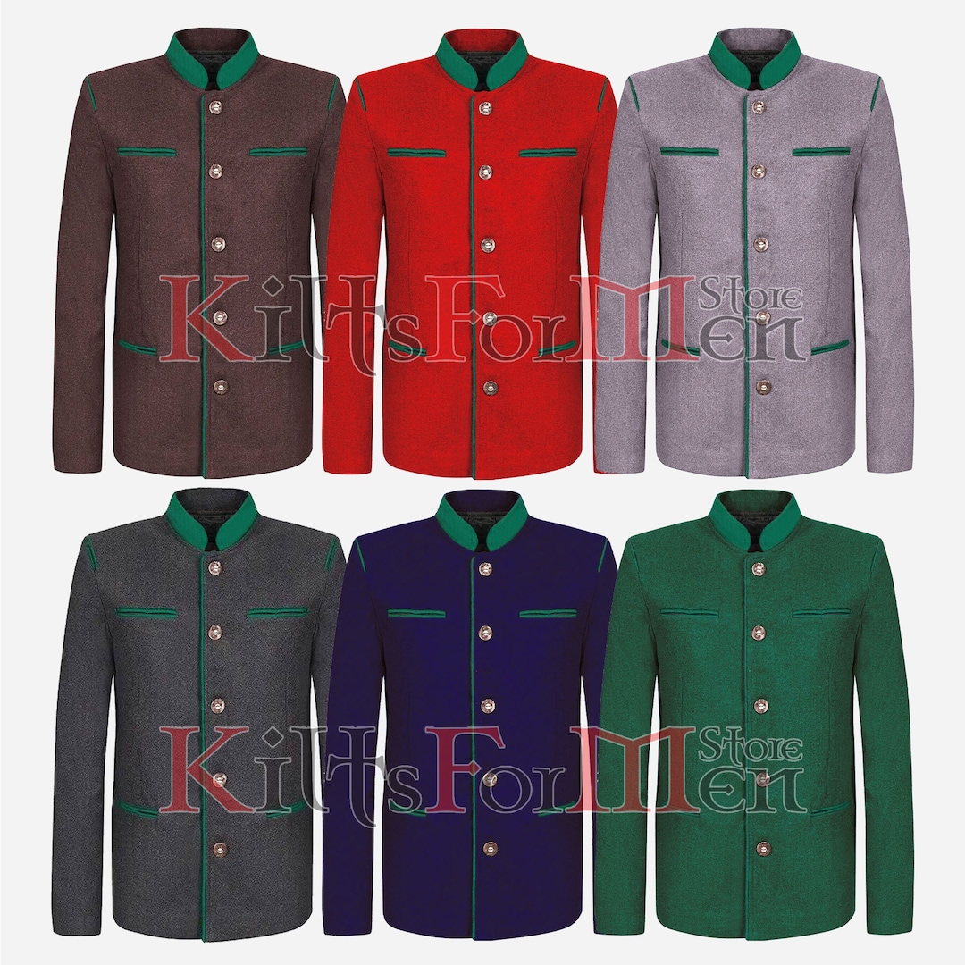 German Bavarian Jacket - Trachten Jacket Men - Available in Six Colors ...