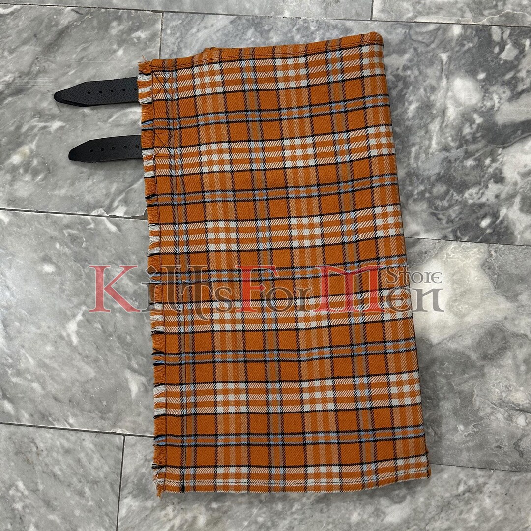 Scottish Handmade Tennessee Volunteer 8 Yard Tartan Kilt - Orange ...