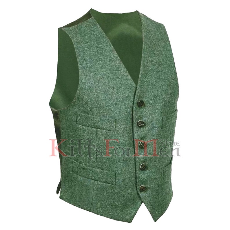 Mens Lovat Green Jacket With Vest for Men | Scottish Argyle Kilt Jacket ...