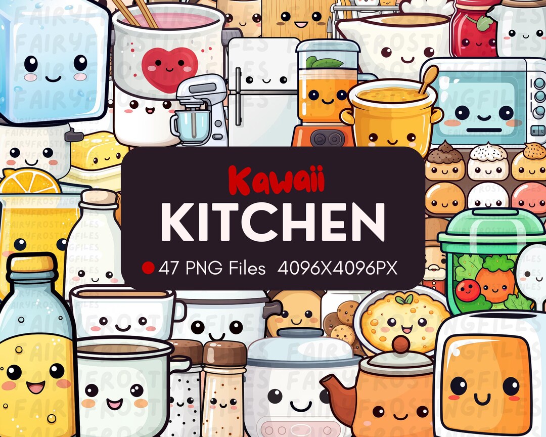 47 Kawaii Clipart Kitchen | 47 Different Graphics | Digital Kawaii PNG ...