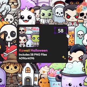 Kawaii Halloween Graphics: 58 PNG Clipart Bundle (digital Download) - Etsy