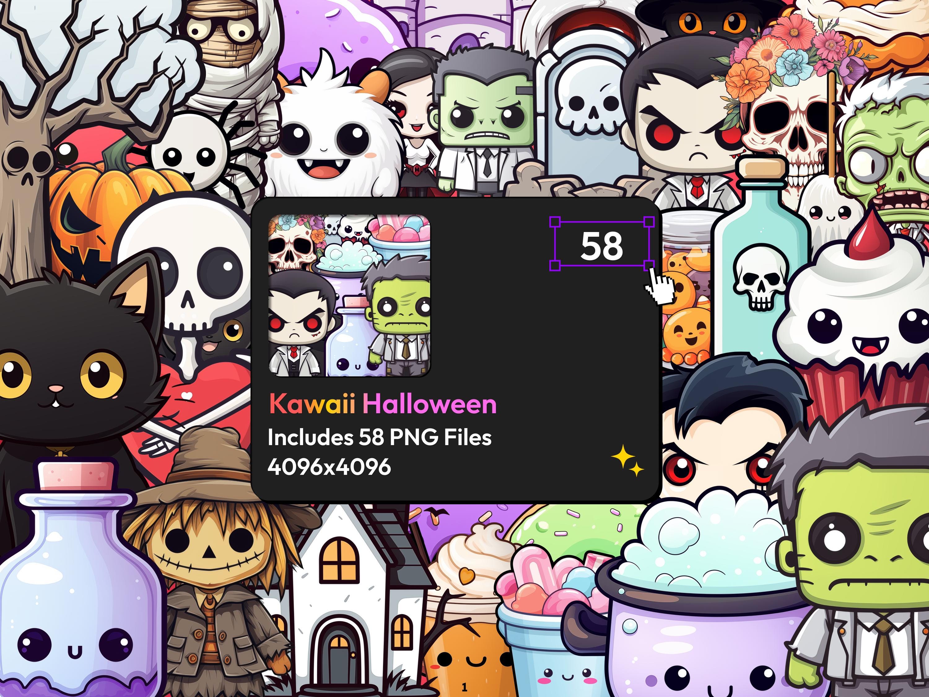 Kawaii Halloween Graphics: 58 PNG Clipart Bundle (digital Download) - Etsy