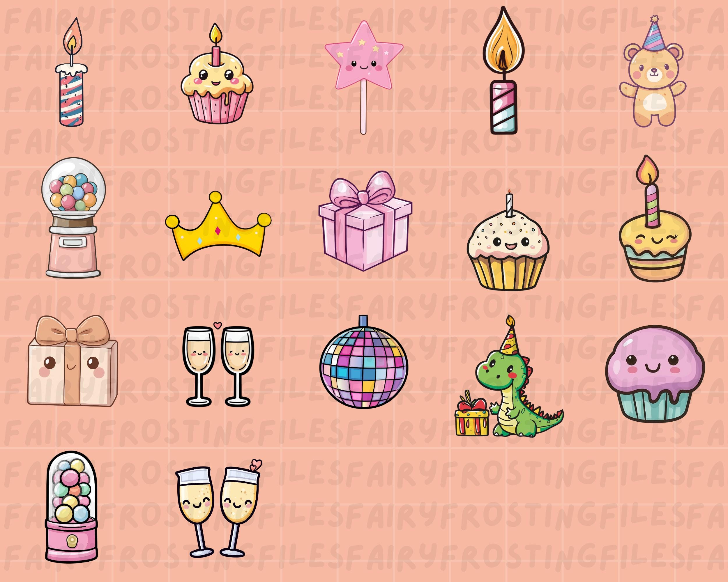 Kawaii Birthday Clipart Bundle: 50 PNG Graphics (digital Download) - Etsy