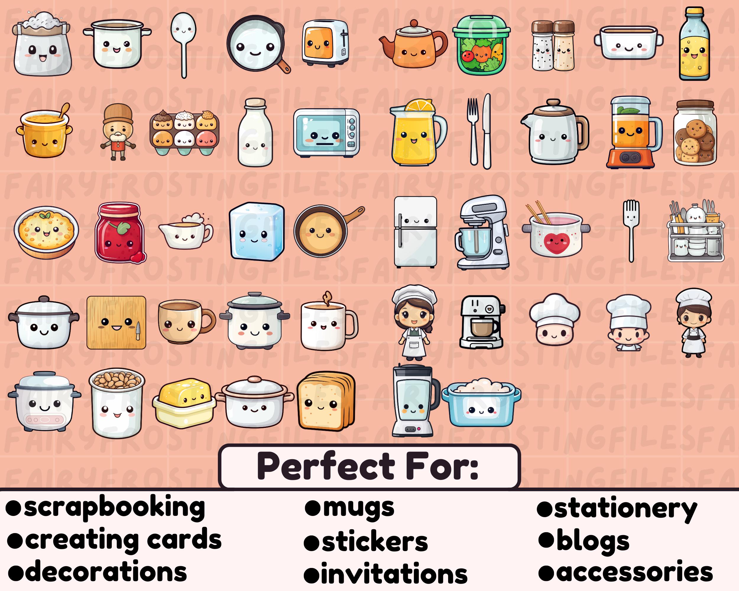 Kawaii Kitchen Clipart | 47 PNG Graphics (digital Download) - Etsy