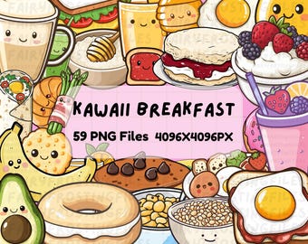 Kawaii Breakfast PNG Bundle - Etsy