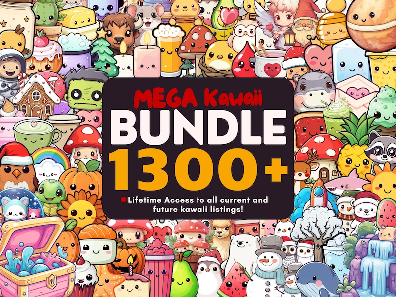 Mega Kawaii Bundle | 1300+ Different Graphics | Digital Kawaii PNG ...