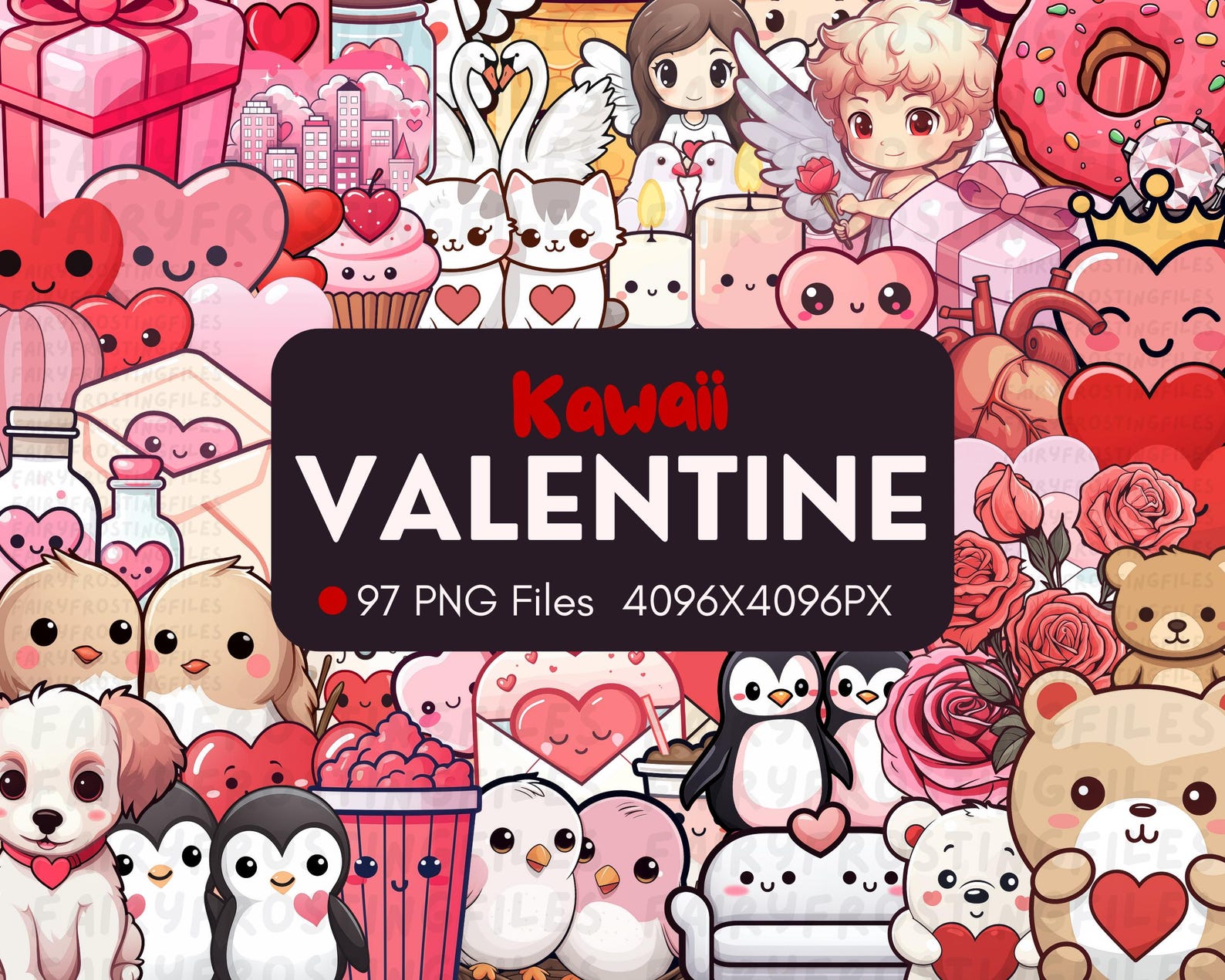 Kawaii Valentine PNG Bundle | 97 Cute Graphics (digital Download) - Etsy