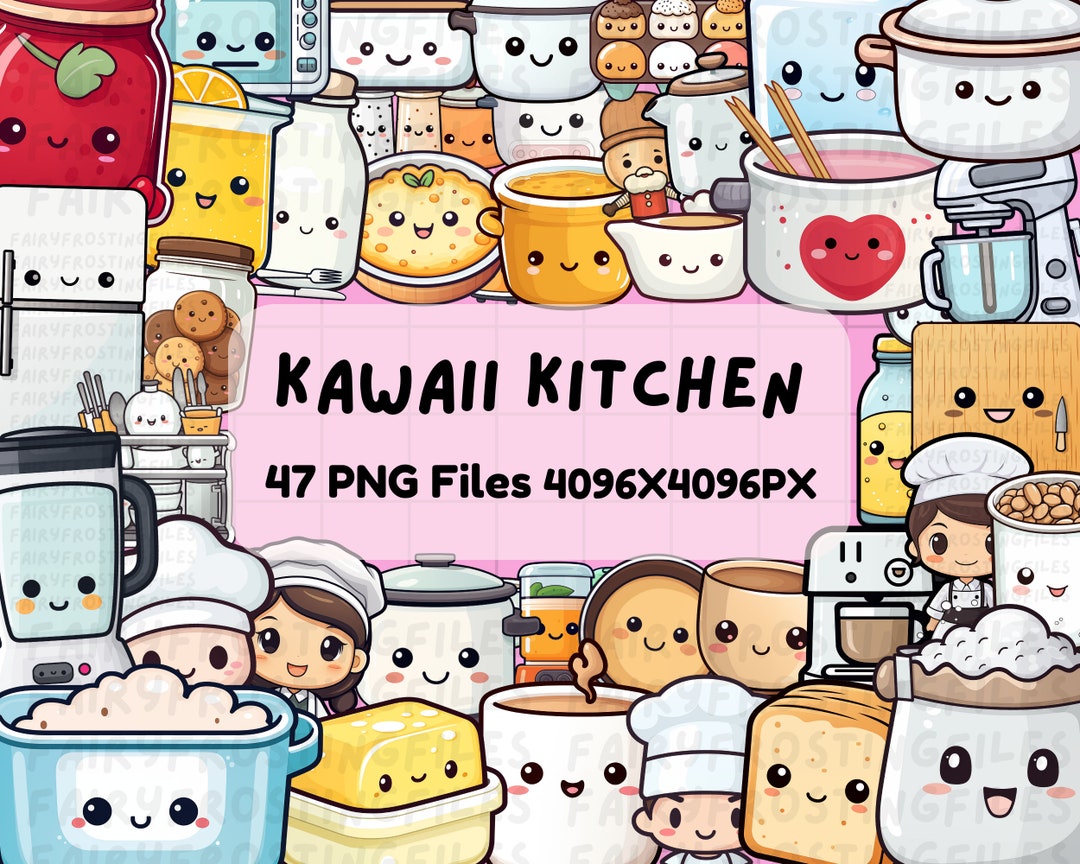 47 Kawaii Clipart Kitchen 47 Different Graphics Digital Kawaii PNG ...