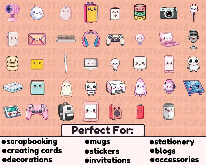 39 Kawaii Technology Clipart | Cute Tech Graphics | Digital Download ...