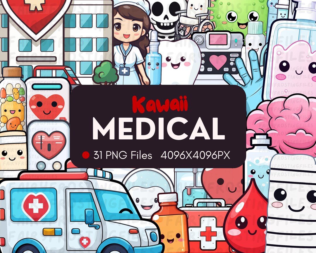 Kawaii Medical Clipart: 31 PNG Graphics (digital Download) - Etsy