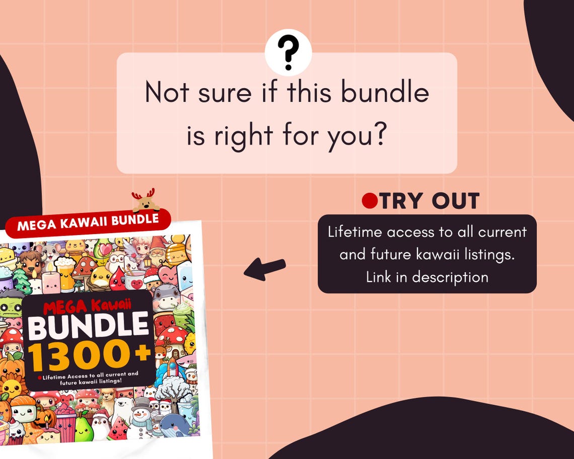 97 Kawaii Valentine | 97 Different Graphics | Digital PNG Bundle | Cute ...