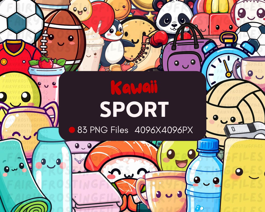 Kawaii Sports Clipart Bundle: 83 PNG Graphics (digital Download) - Etsy