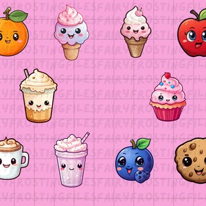 Cartoon Food Clipart 30 Different Graphics Digital Cartoon PNG Bundle ...