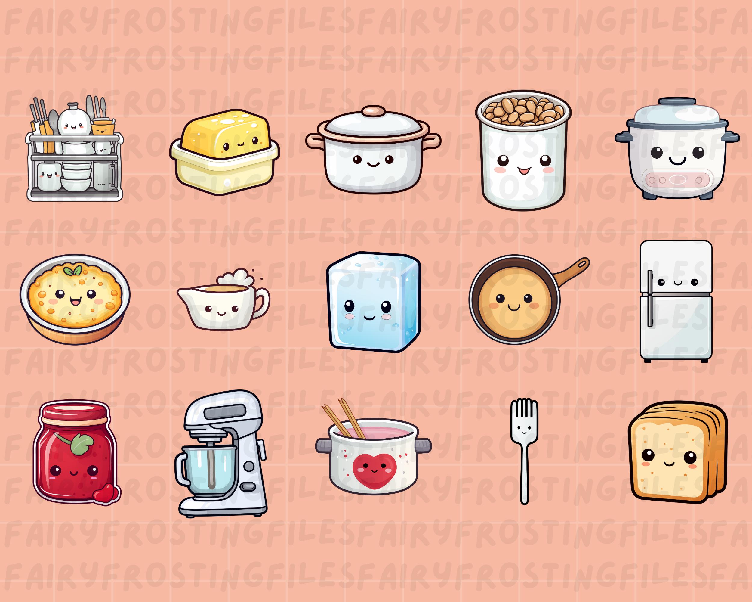 Kawaii Kitchen Clipart | 47 PNG Graphics (digital Download) - Etsy