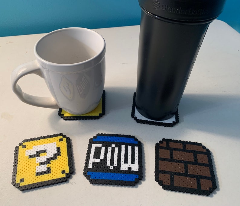 Mario Themed Perler Bead Coasters - Etsy