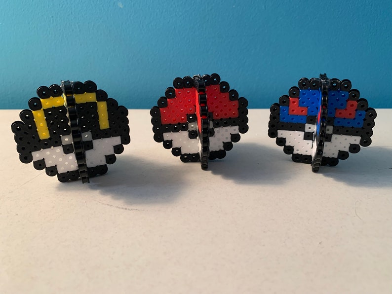 3D Perler Bead Pokeball Figurines - Etsy