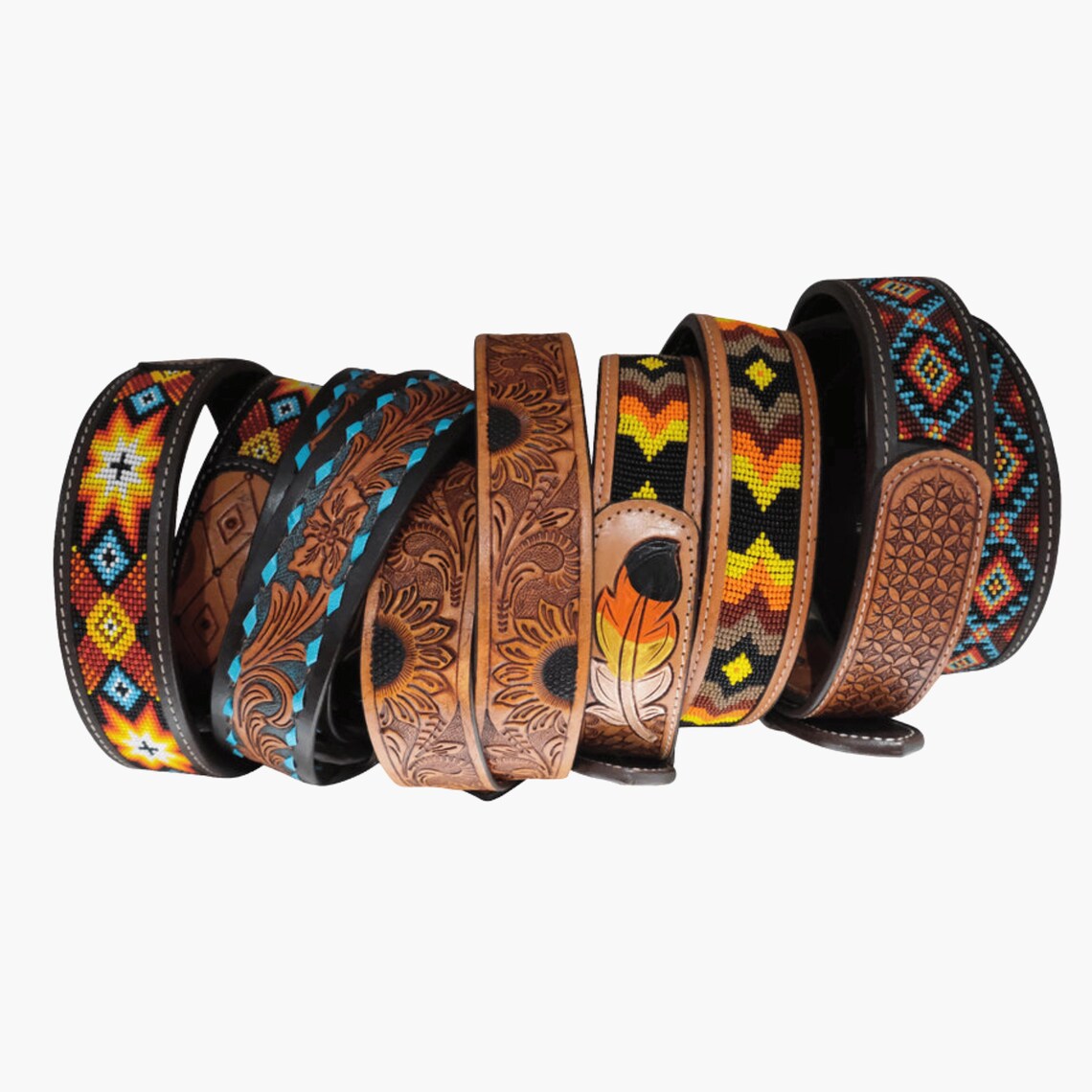 Western Floral Design Hand Tooled Personalized Unisex Leather Belt ...